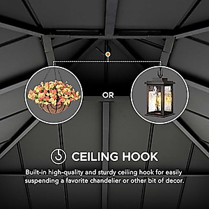 Sunjoy 10 ft. x 10 ft. Hardtop Gazebo, Outdoor Aluminum Frame, 2-Tier Steel Hardtop Backyard Gazebo with Netting, Curtain and Ceiling Hook by SummerCove