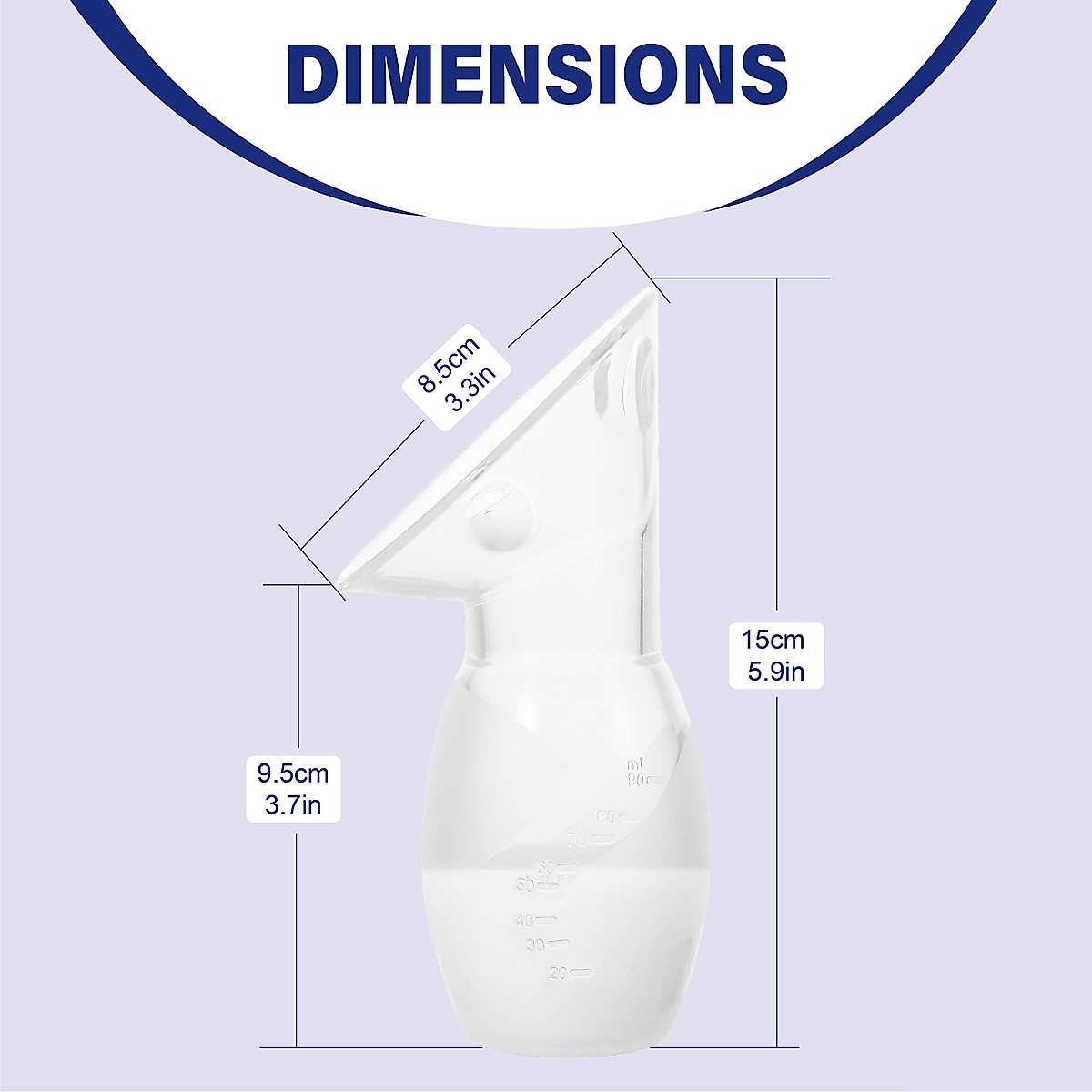 Amplim 2-Pack Gen 2 Manual Breast Pump/Collector for Breastfeeding with Stopper (4 oz/100ml) Food Grade Silicone BPA PVC and Phthalate Free (Blue + Purple)