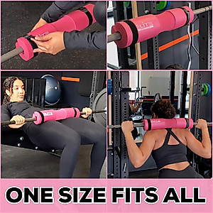 Elite Athletics Barbell Squat Pad for Women & Pair of Gym Ankle Straps for Cable Machines with Secure Straps & Carry Bag - Pink Hip Thrust Foam Squat Bar - Thick Foam Cushion