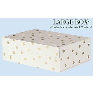 Kate Spade New York Decorative Storage Boxes with Lids, 3 Pack Sturdy Organizer Storage Bins, Includes Small Medium Large Pink Nesting Boxes with Magnetic Closure, Gold Dot with Script