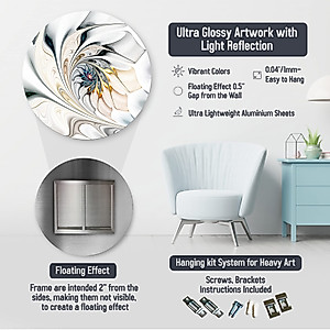 Designart MT10276 C23 White Stained Glass Floral Art Floral Disc, 23" x 23", White