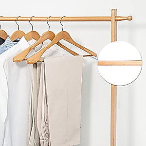 Nature Smile Luxury Natural Wooden Suit Hangers - 6 Pack - Wood Coat Hangers,Jacket Outerwear Shirt Hangers,Glossy Finish with Extra-Wide Shoulder, 360 Degree Swivel Hooks & Anti-Slip Bar with Screw