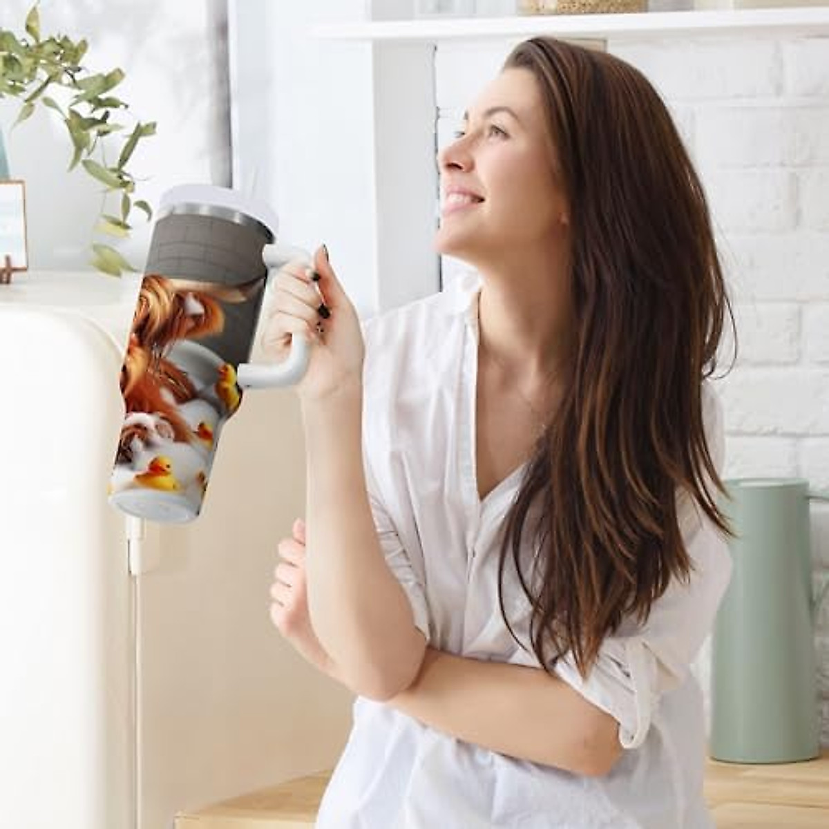 RPLIFE Highland Cow in Bathtub Stainless Steel Coffee Tumbler, Insulated Tumbler, Tumblers for Women