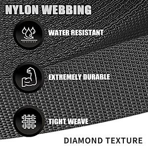 Nylon Webbing 1 Inch 1.5 Inch, Heavy Duty Nylon Webbing Strap 12 Yard, Durable Nylon Strapping for Indoor or Outdoor Gear, DIY Crafting, Repairing, (Black, 12 Yard)