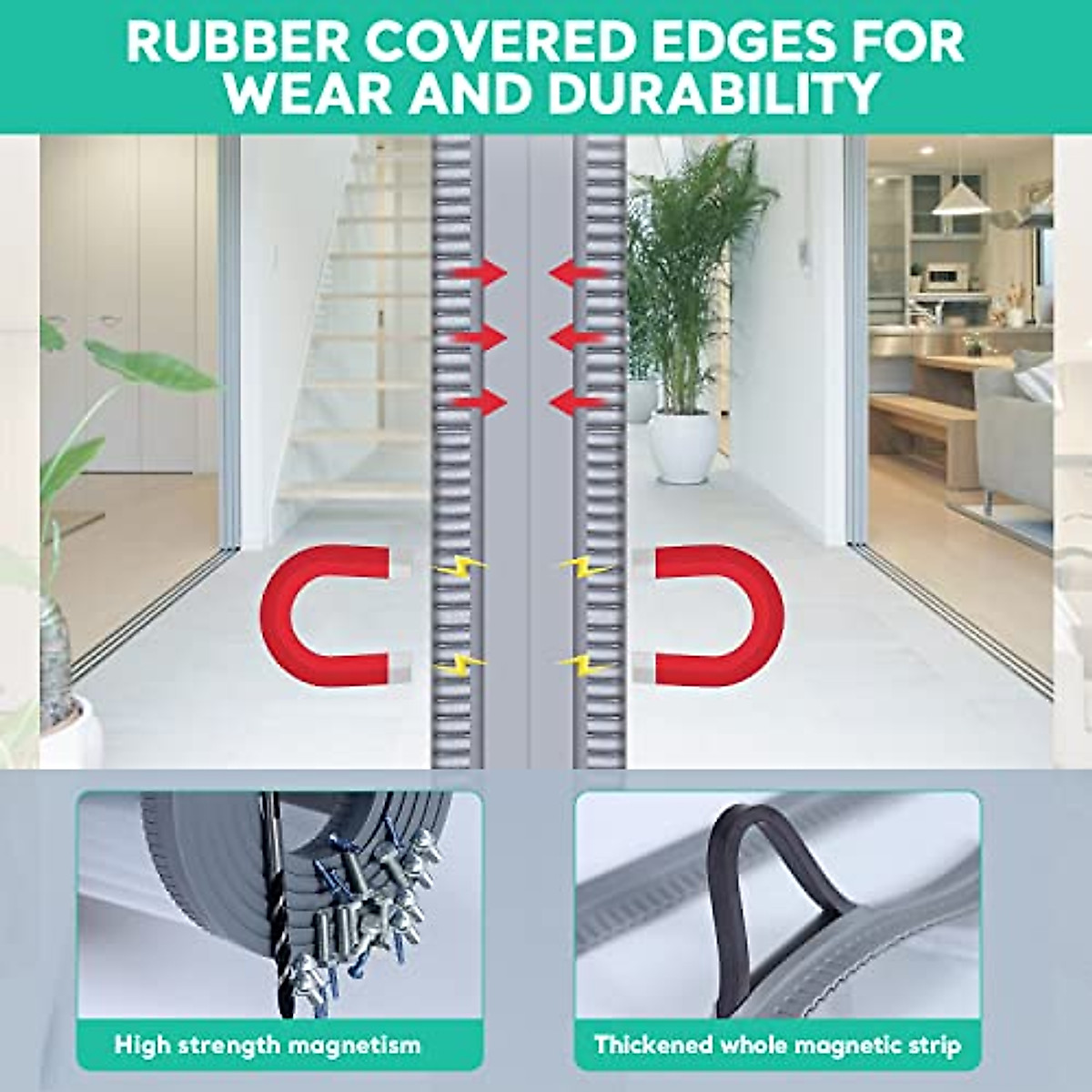 LovePads Customizable Plastic Door Curtain Strips, Magnetic Entry Curtain Panel, Heavy Duty Low Temp Waterproof Commercial Curtains for Walk-in Freezer Store Partition Doorway, Clear 12" x 72" (2 pcs)