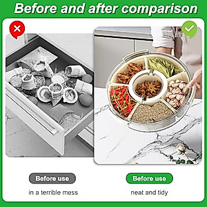 HINIHAO Divided Serving Tray with Lid and Handle, Removable Divided Platter Food Storage Containers with 6 Compartment, Small Boxes for Onion, Ginger, Garlic, Cherry (Divided Serving Tray-B)