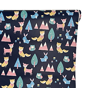 Yifely Fox Shelf Liner Peel & Stick Rabbit Shelving Paper Decor Kids Study Desk Game Table 17.8 Inch by 9.8 Feet