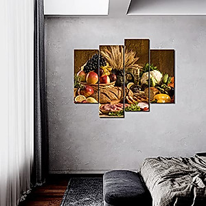 First Wall Art Modern 4 Panels Canvas Fresh Fruit On The Table Kitchen Wall Art Painting The Picture Print On Canvas Food Pictures Colorful