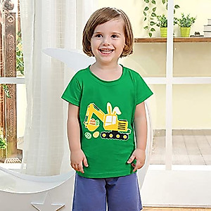 Little Hand Easter T-Shirt Short Sleeve Excavator Jersey Boys Shirt Clothes 3-4 Years