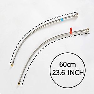 Trywell Bathroom Faucet Supply Lines Connector Stainless Steel Braided Supply Hose M10 Compressor Connector and 3/8-Inch Female Compression Thread x M10 Male Connector, 24-Inch x 2 Pcs (1 Pair)