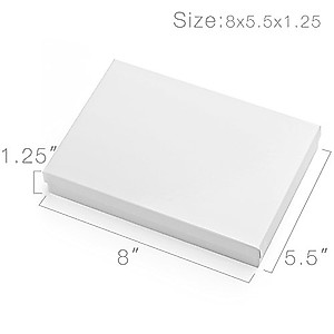 8x5.5x1.25 Cotton Filled Jewelry Gift Boxes, Kraft Cardboard Jewelry Boxes, Jewelry Gift Box for Necklace, Earring, Bracelet, Accessories, Bulk Jewelry Box for Small Business & Boutique, White 20 Pcs