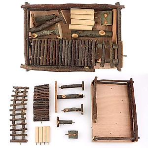 RoseFlower Hamster Playground Wooden Small Animal Activity Toys Set with Wood Ramp Bridge and Climbing Ladder - Platform Cage Toys for Syrian Hamster Mouse Gerbil Chinchilla Rat #2