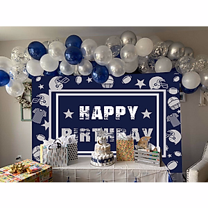 Football Backdrop for Birthday Party 7X5FT Navy Blue Cowboy Photography Background Football Themed Sports Fans Party Decor Supplies Banner Photo Props