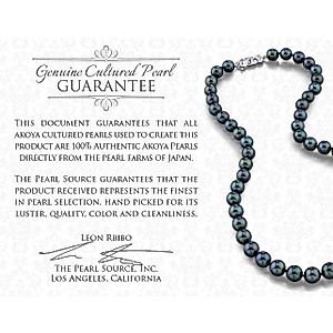 The Pearl Source Pearl Bracelet for Women 5.5-6.0mm Black Japanese Akoya Cultured Pearls in AA+ Quality with 14K Gold