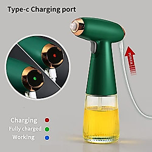 ZHIVIQ Electric Oil Sprayer for Cooking 200ML Olive Oil Mister 0.4mm Fine Mist Automatic Oil Spritzer Dispenser Bottles for Air Fryer Salad Kitchen Baking Frying BBQ Roasting (Premium set, Green)