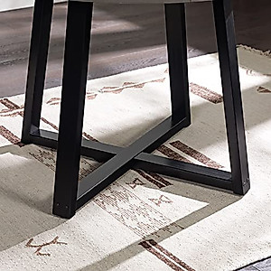 Walker Edison Rustic Solid Wood Distressed Round Kitchen Dining Room Table, 42 Inch, Grey