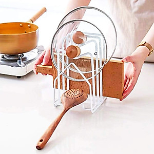 Kitchen Bakeware Pot Lid Rack Holder, 4 Slots Multifunctional Kitchen Organizer Metal Storage Shelf for Cookware, Chopping Cutting Board, Counter Cabinet, Plates, Dishes
