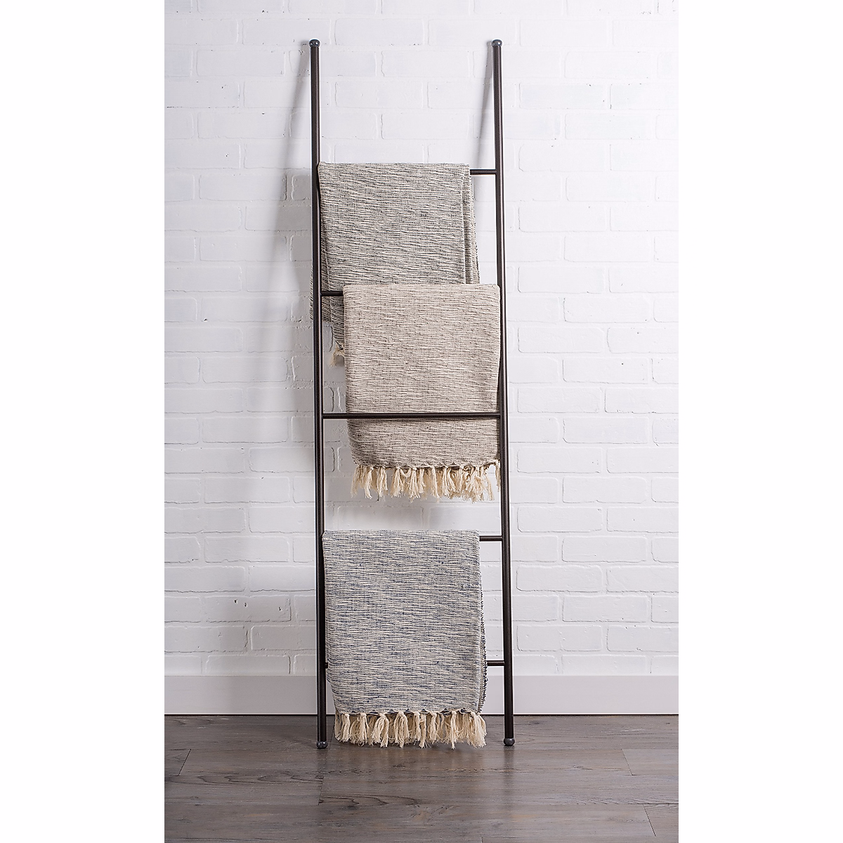 DII Rustic Farmhouse Throw Blanket with Decorative Tassels, Use for Chair, Couch, Bed, Picnic, Camping, Beach, & Just Staying Cozy at Home (50 x 60), Variegated Brown