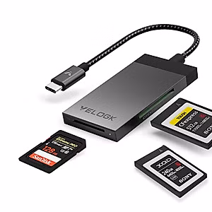 3-in-1 CFexpress/XQD/SD Card Reader USB C, VELOGK Dual-Slot USB 3.2(10Gbps) CFexpress Type B Card Reader Adapter compatible with Android/Windows/Mac OS/Linux, with Brushed Aluminum Case&Portable Pouch