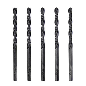 uxcell 6542 High Speed Steel Straight Shank Twist Jobber Drill Bit, Fully Ground Black Oxide Drill Bits 3.3mm Drill Diameter 65mm Total Length 5 Pcs