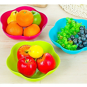 Everyfit Plastic Bowls Fruit Bowl Salad Bowl Candy Dish Seeds Bowl Tray Dried Snack Tray Household bowl,Party Serving Bowls，Multipurpose Colorful bowl (Flower shape, Orange)