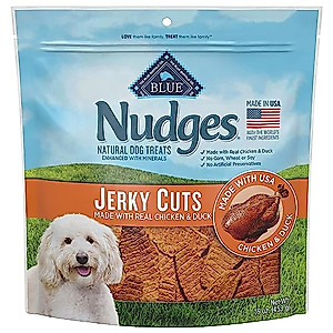 Blue Buffalo Nudges Jerky Cuts Natural Dog Treats, Chicken and Duck, 16oz Bag