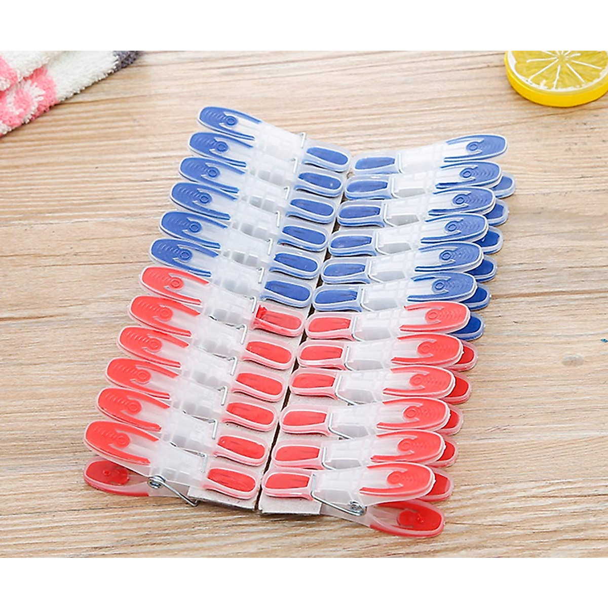 Strong Non-Slip Wide Open Plastic Clothes Clips for Drying Clothing Clamps Sturdy Travel Clothespins 24 Pack
