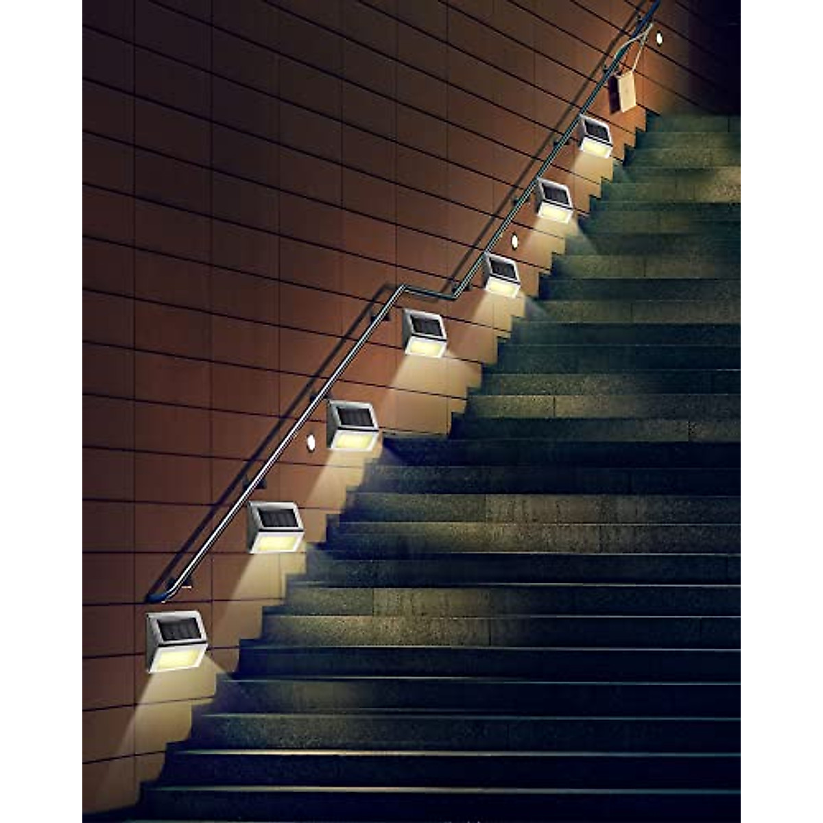 24 Packs Outdoor Fence Lights Solar Powered Deck Lights Waterproof Backyard Lighting Stainless Steel Lamp Stairs Fence Light Security Wall Lamps for Step Walkway Patio Garden Pathway (Warm White)