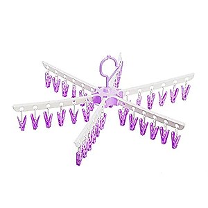 Radefaun Clip and Drip Hanger with 36 Clips Plastic Swivel Hook Portable Folding Drying Rack Baby Clothes Hanger Foldable Travel Accessories for Socks Bras Lingerie Towels Underwear Gloves