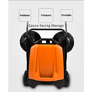 Walk-Behind Manual Push Floor Sweeper - 6.6 Gallon Capacity, 27.5" Sweeping Width, Sweeps 29,000 Square Feet/Hour