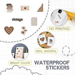 120Pcs Vintage Stickers, Waterproof Scrapbook Aesthetic Sticker, Daily Planner, Water Bottles, Handbook Junk Diary Stickers Teens Adults, Scrapbooking Supplies for DIY Paper Crafts