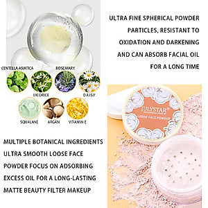2PCS Loose Face Powder, Oil Control Minimizes Pores and Fine Lines, Loose Baking Face Setting Powder Makeup, Oil Control Soft Focus Effect Make Up, Matte Ultra Flawless Finish,8g (02# Pink Complexion)