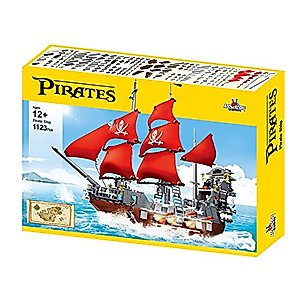 Apostrophe Games Pirate Ship Building Block Set (1,123 Pieces)