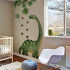 NXUEBDU Large Dinosaur Wall Decals for Boys Bedroom Dino Footprints Wall Stickers Peel and Stick Baby Toddler Kids Room Wall Decor Murals for Nursery Daycare Classroom Decoration (KL-BM2063)