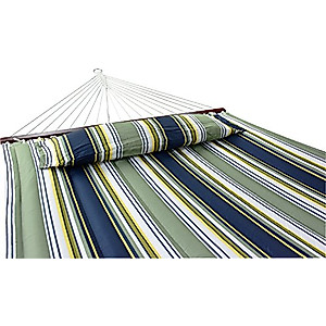 Sorbus 2-Person Stylish Hammock with Stand- Premium Cotton 53" Large Hammock Bed- Spreadedbars & Pillow Included- Heavy Duty 450lbs Portable Hammock for Garden Yard Patio Outdoor Camping- Washable