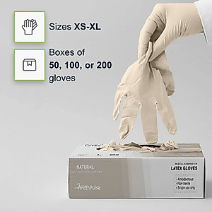 FifthPulse Medical Examination Latex Gloves X Small - 50 Count - Powder Free - Extra Thick 4.5 Mil - Natural Color - Non Sterile Disposable Gloves