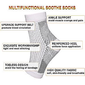 4 Pairs Neuropathy Socks for Women and Men, Soothe Socks for Neuropathy Pain, Toeless Compression Ankle Socks, Ankle Brace Plantar Fasciitis Relief