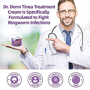 DR. DERM Tinea Versicolor Treatment, Antifungal Cream for Tinea Versicolor & Pedis, All-Natural Athletes Foot Treatment Ringworm Treatment for Humans, Fast Healing Anti Fungal Skin Cream