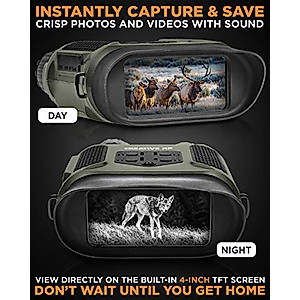 CREATIVE XP Night Vision Goggles - GlassCondor Pro - Digital Military Binoculars w/Infrared Lens, Tactical Gear for Hunting & Security, Green