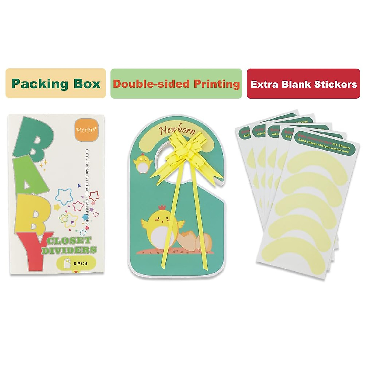 Baby Closet Dividers with Extra Blank Stickers - Cute Baby Closet Size Dividers for Baby Size Closet Clothes Age Nursery Baby Clothes Organizer/Hangers Dividers