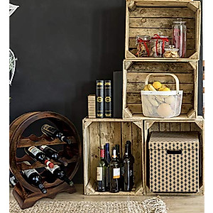 Puzzled Solomon Wine Rack - Freestanding Wooden Circle Wine Holder for 10 Wine Bottles, Decorative Wine Bottle Rack Table Top, Rustic Countertop Wine Storage Shelf Organizer for Wine Bar & Home Decor