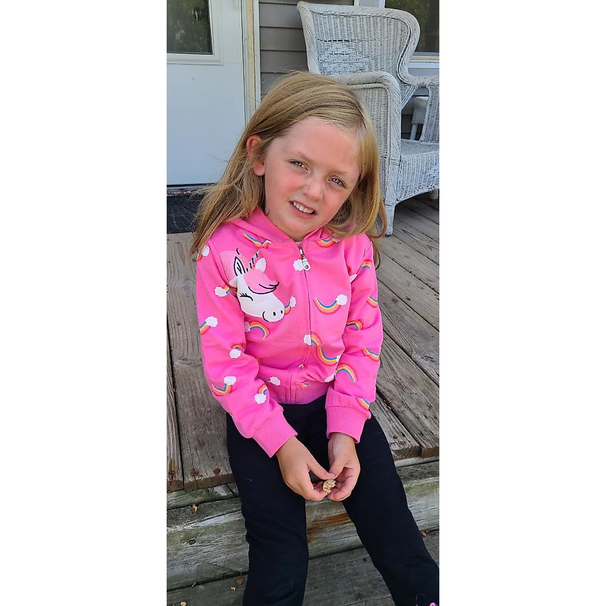 Popshion Baby Girls Unicorn Sweaters Zipper Rainbow Hooded Sweatshirt Toddler Christmas Coat Hoodies Outerwear Kids Winter Jacket 5t