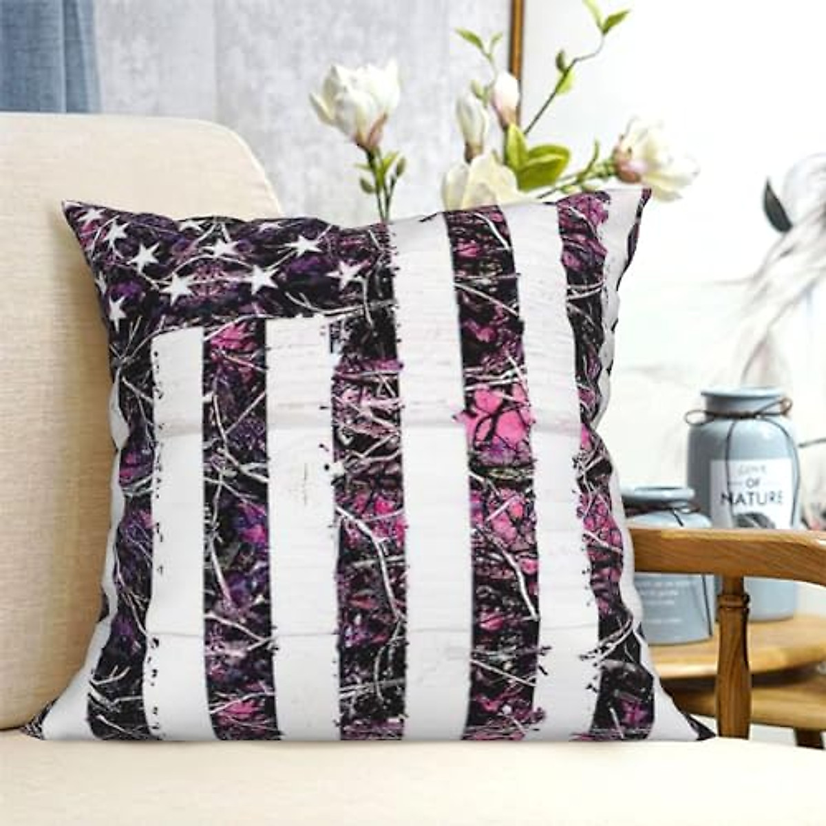 American Camouflage Purple Decorative Pillow Cover - Soft and Versatile Cushion Case for Home Décor and Car Seats