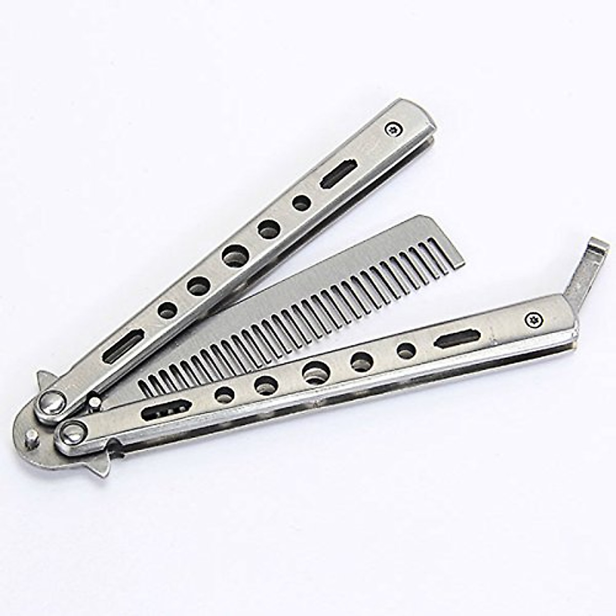 AZZORI Stainless Steel Silver Practice Butterfly In Knife Trainer Training Folding Knife Dull Tool Outdoor Camping Butterfly Knife Comb