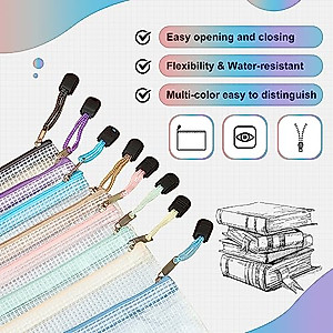 EOOUT 24pcs Zipper Bags Mesh Bags with Zipper, Mesh Zipper Pouch Durable Pouches for Organization Storage, Letter Size/A4 Size, for Travel Organize and Office Supplies