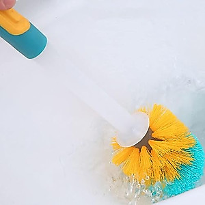 SAAKO Toilet Bowl Brush and Holder Set Home Toilet Brush Plastic Long Handle Hydraulic Toilet Cleaner Brush Bathroom Cleaning