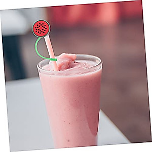 TENDYCOCO 10pcs Fruit Straw Cap Straw Accessories Juice Hat Cute Straw Cover Straw Covers Cute Straw Caps Kids Straw Topper Straw Decorative Cap Straw Tips Cap Pvc Automatic Child Fruit Tray