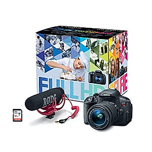 Canon EOS Rebel T5i Video Creator Kit with 18-55mm Lens, Rode VIDEOMIC GO and Sandisk 32GB SD Card Class 10