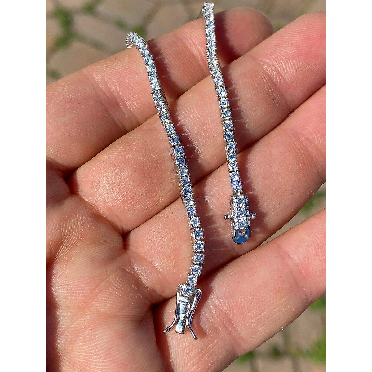 HarlemBling Real Solid 925 Sterling Silver 2mm CZ Tennis Bracelet - 6-8.5" Iced Diamond One Row Bracelet - Thin & Great For Classy Everyday Look (7)