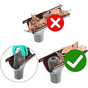 Fuvtory 8 Pack Gutter Guards, Gutter Downspout Guard, Expand Aluminum Gutter Guard Strainer Filter, Gutter Downspout Protectors, Stops Blockage Leaves Debris (3.5 Inch)